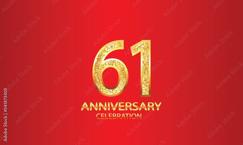 61 Year Anniversary celebration Vector Design with red background and ...