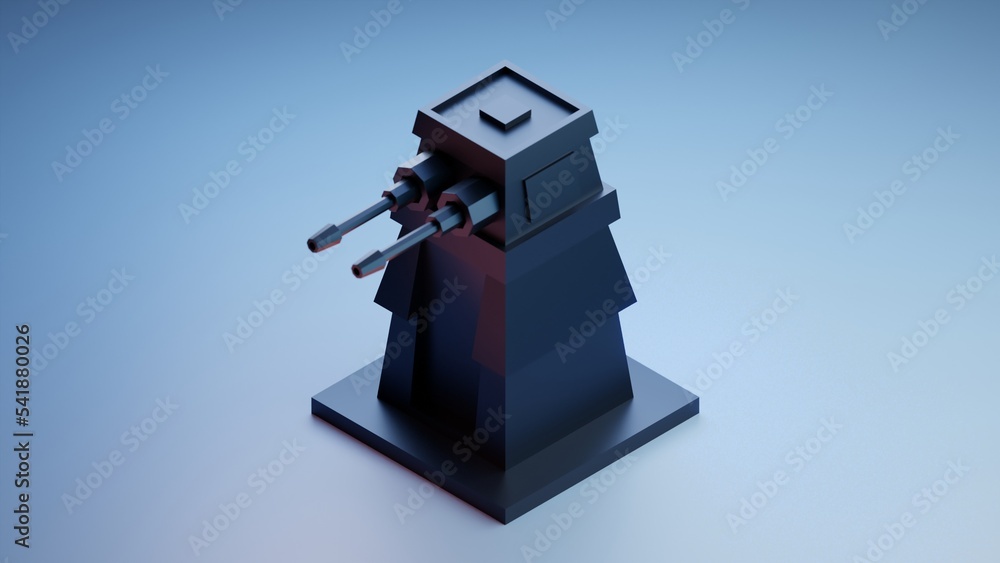 3d turret gun rendering full hd Stock Illustration | Adobe Stock