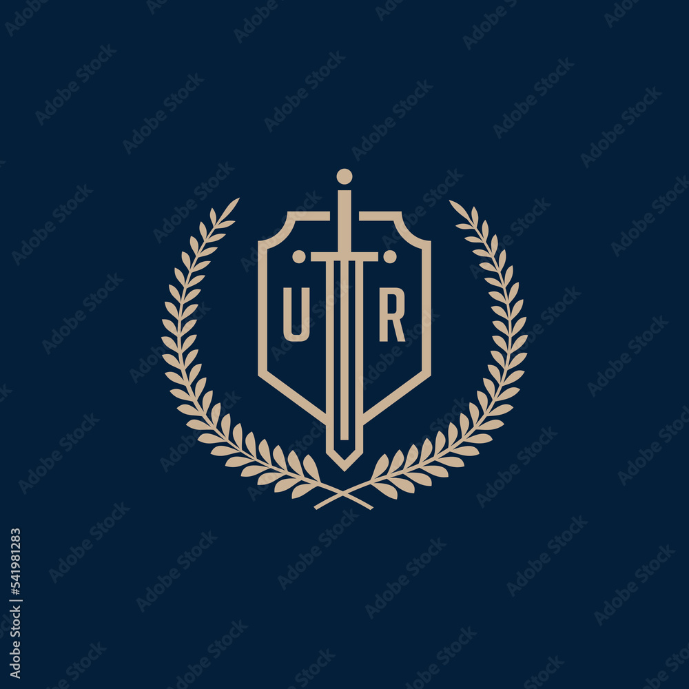 Initial UR elegant sword and shield icon vector template Stock Vector ...