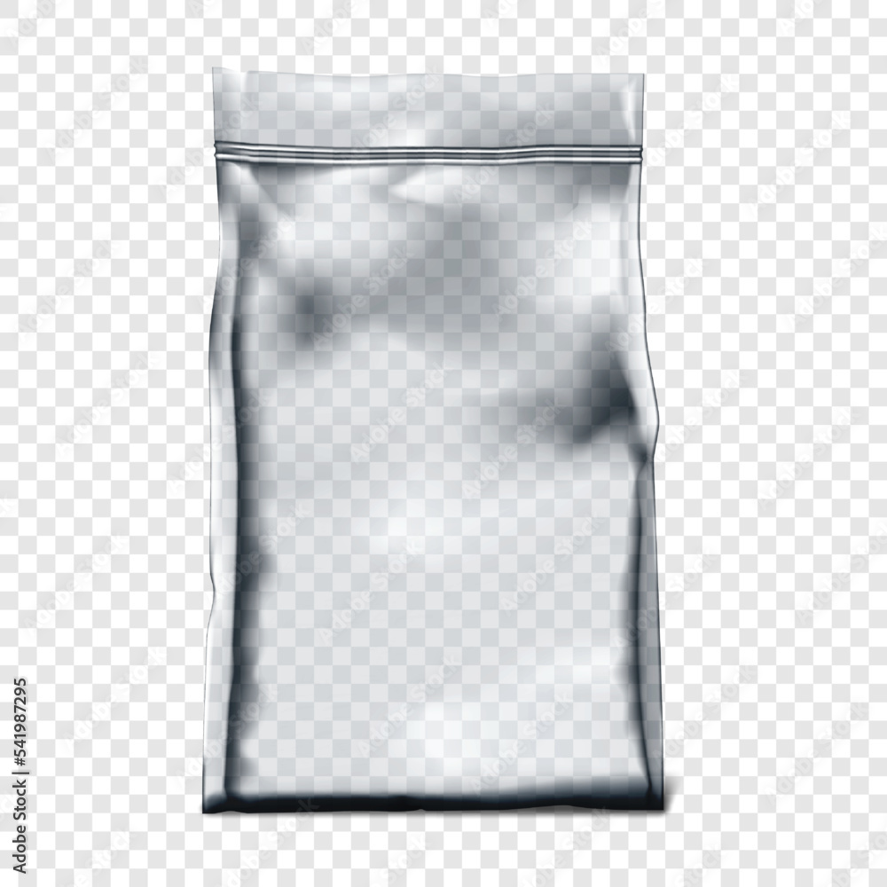 Clear resealable zipper vinyl pouch on transparent background vector ...