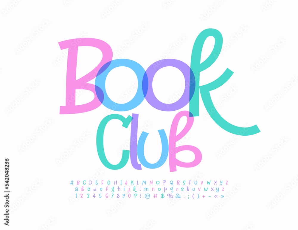 Vector artistic logo Book Club. Fancy Alphabet Letters, Numbers and ...