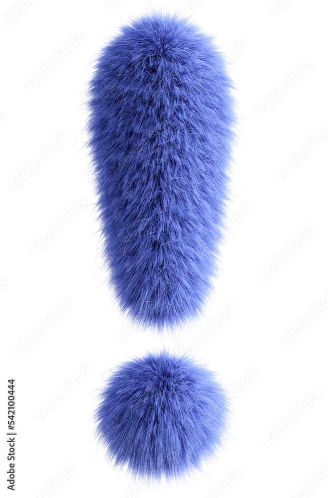 Blue 3D Fluffy Symbol Exclamation Mark. 3d render illustration isolated ...