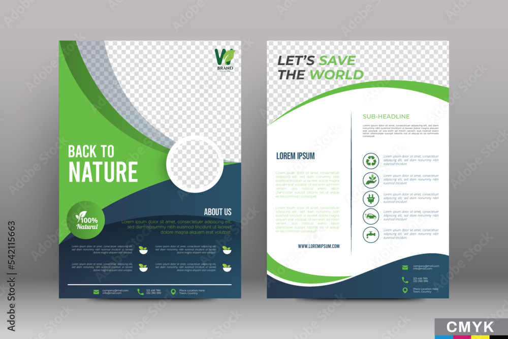 Set of Nature eco flyer, poster, brochure, magazine cover template ...