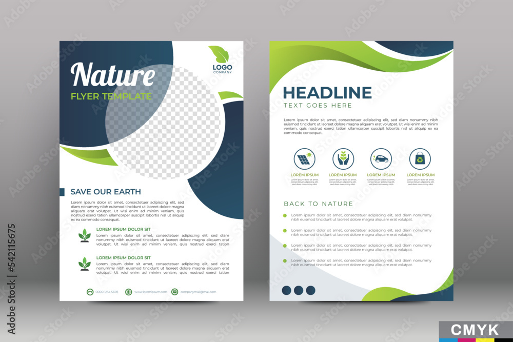 Set of Nature eco flyer, poster, brochure, magazine cover template ...