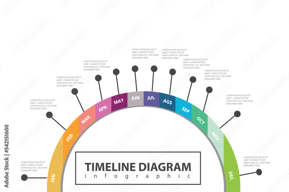 Infographic templates for business. 12 Months modern Timeline diagram ...