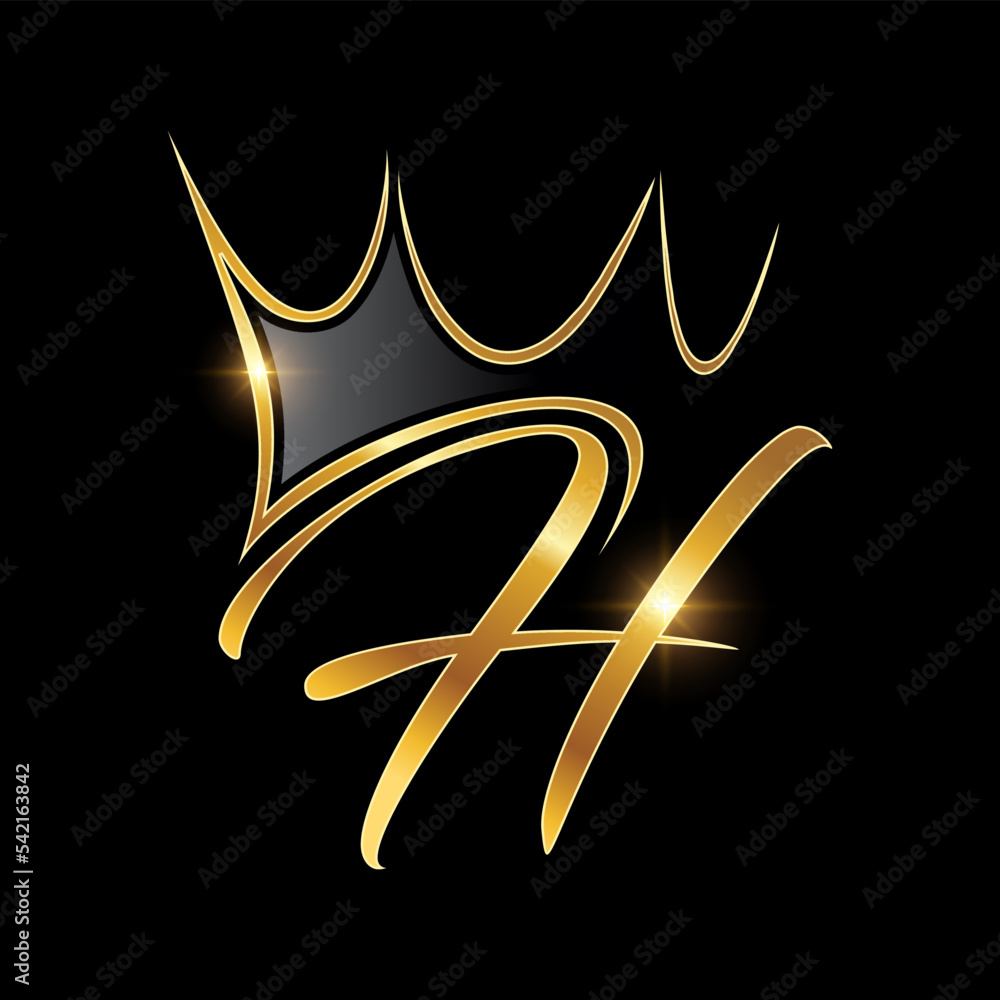 Gold Monogram Crown Logo Initial Letter H Stock Vector | Adobe Stock