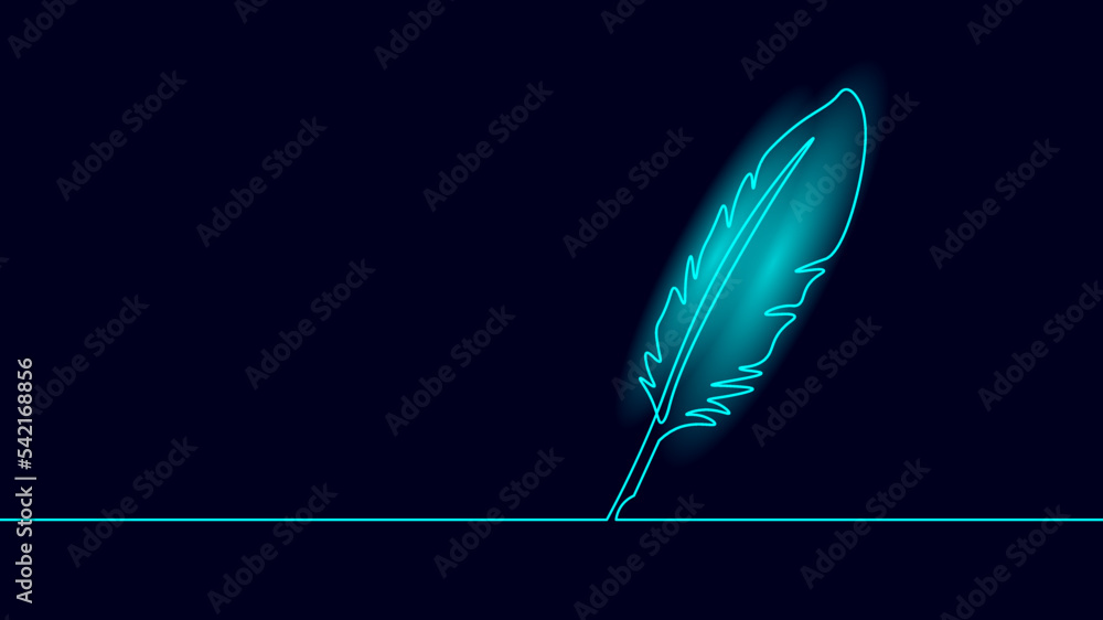 One line feather pen online education concept. E-learning training ...