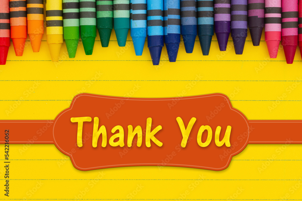 Thank you message with crayons Stock Photo | Adobe Stock