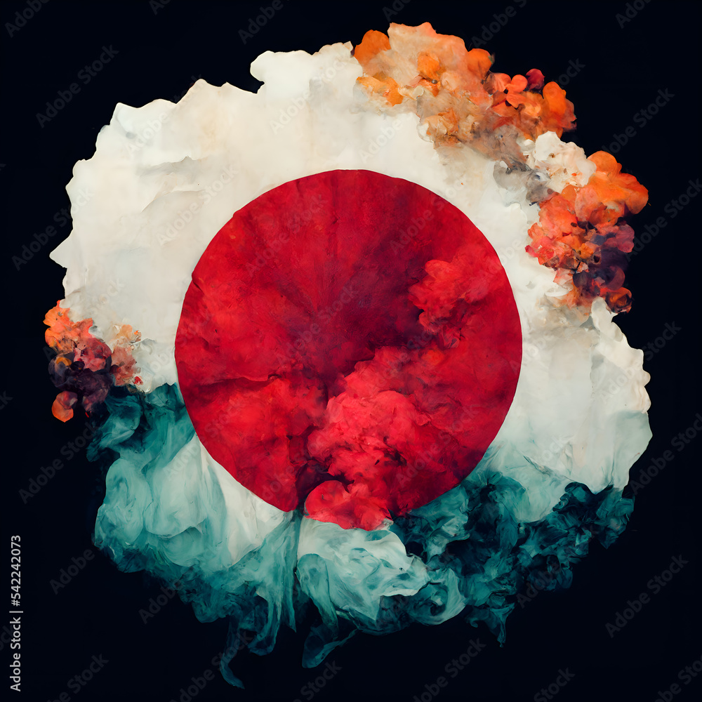 Japanese flag in texture Stock Illustration | Adobe Stock