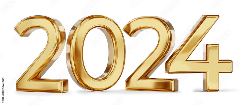 2024 golden new year symbol 3d-illustration Stock Illustration | Adobe ...
