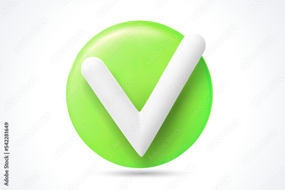 3d check mark symbol icon green vector. transparent circle with green check mark isolated on ...