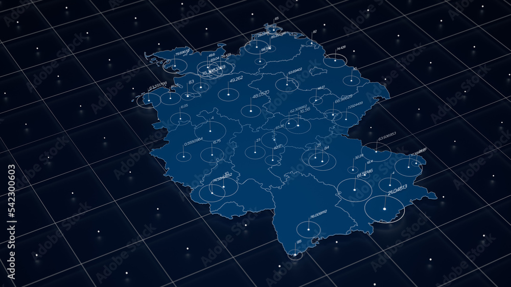 Germany blue map big data visualization. Futuristic map infographic ...