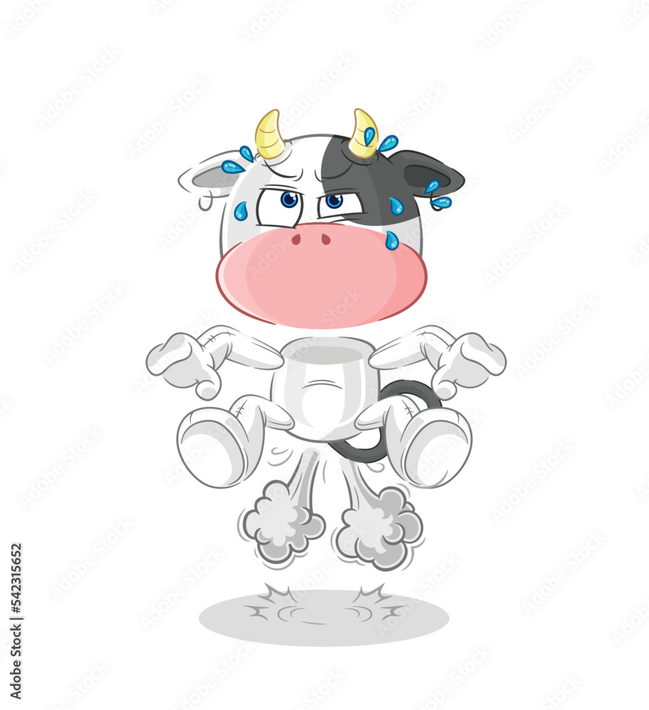 cow fart jumping illustration. character vector Stock Vector | Adobe Stock