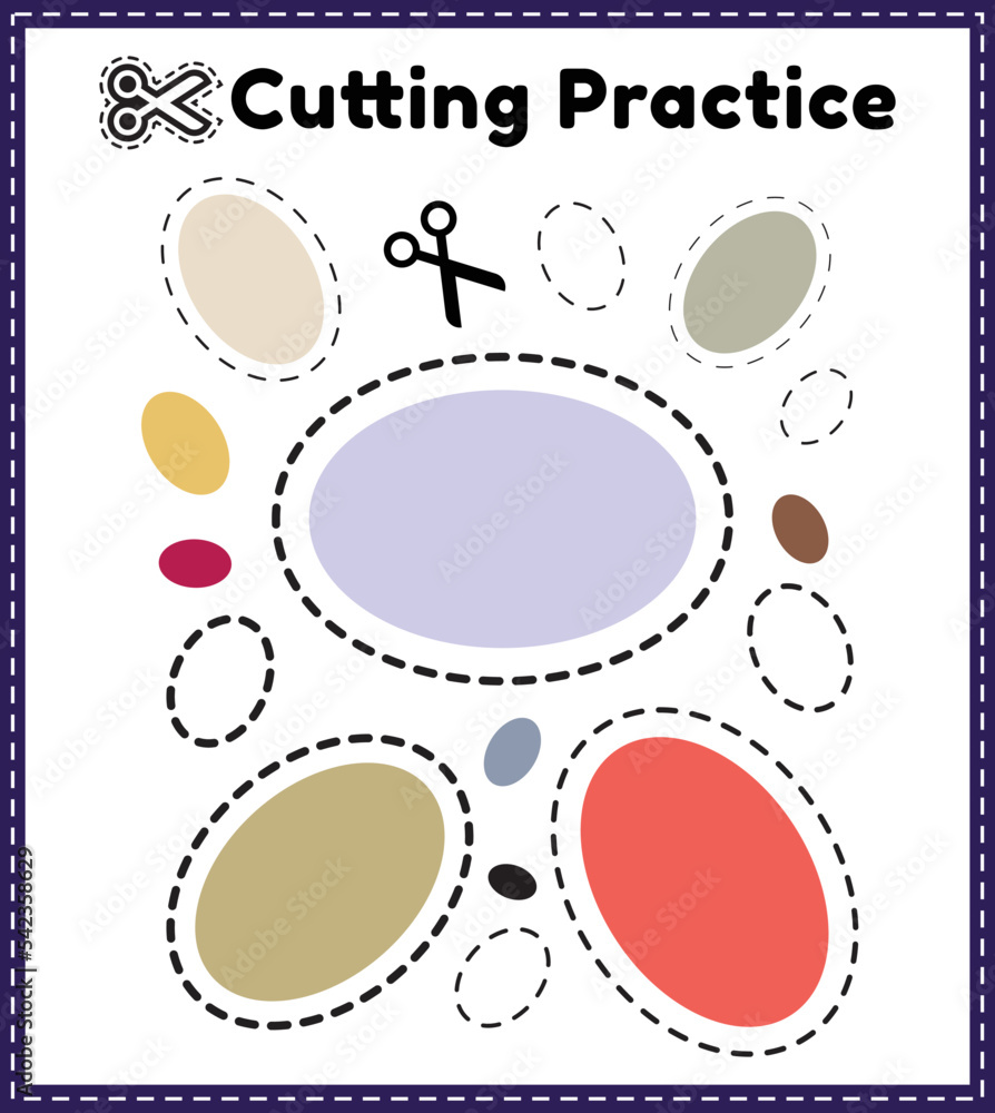Cutting practice for kids. Education developing worksheet. Activity ...