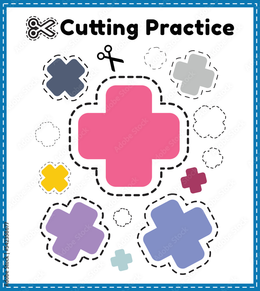 Cutting practice for kids. Education developing worksheet. Activity ...