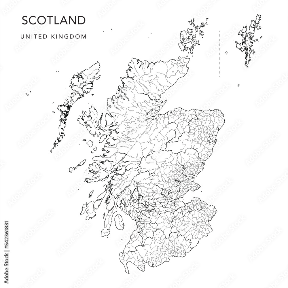 Administrative Map of Scotland with Council Areas, Traditional Counties ...