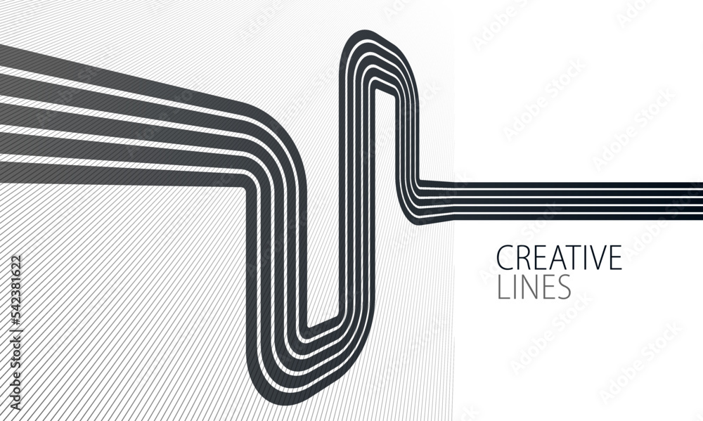 Future lines in 3D perspective vector abstract background, black and ...