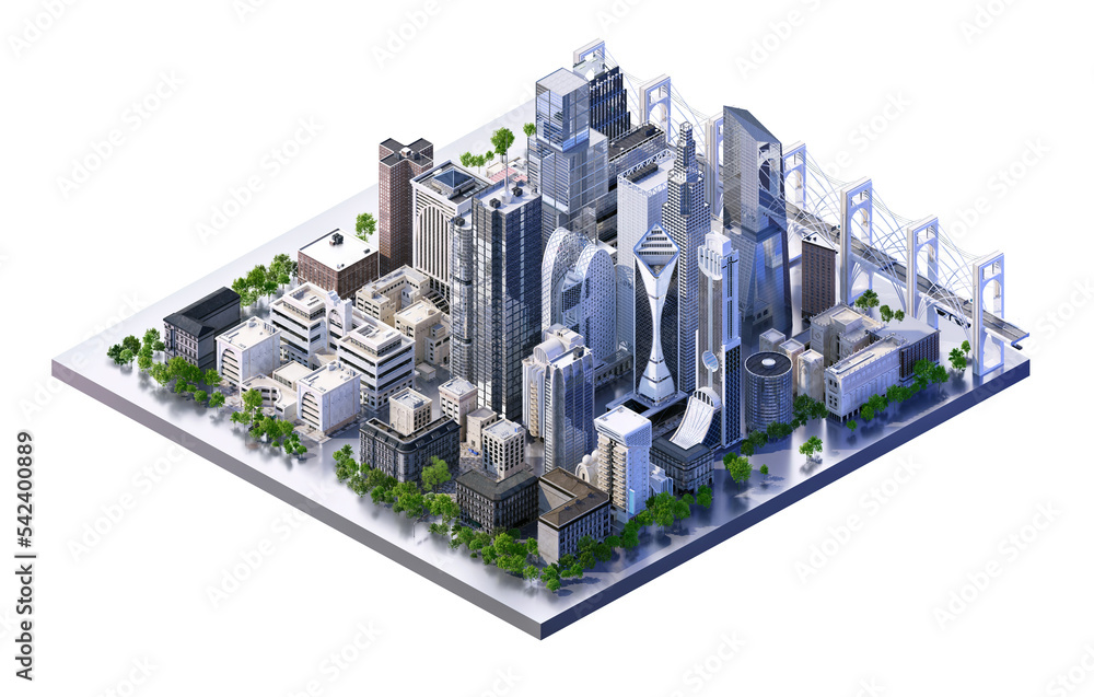Modern isometric city plan, 3d location map with living houses ...