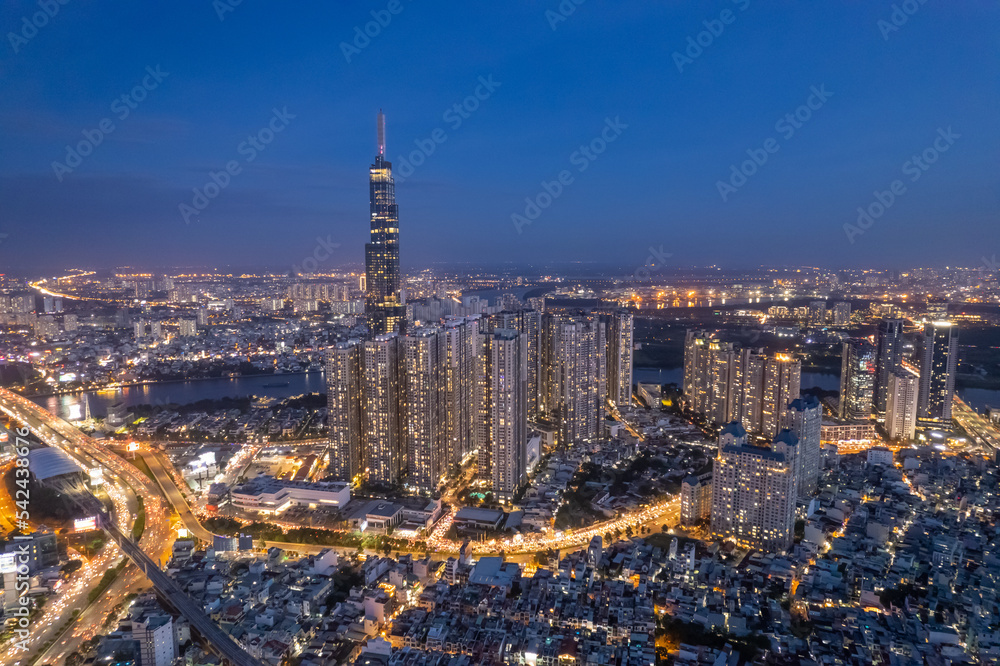 image aerial view of Landmark 81 is a super-tall skyscraper currently ...