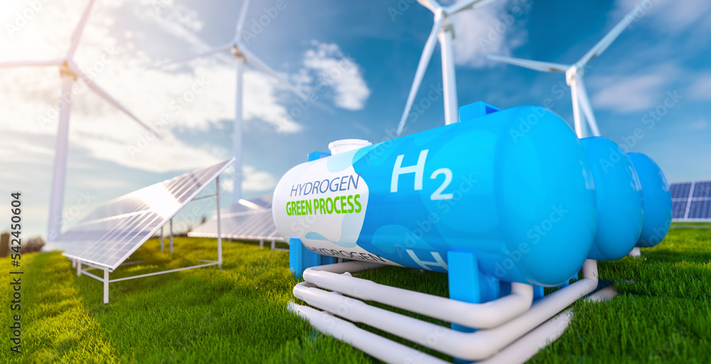 Green Hydrogen renewable energy production pipeline - green hydrogen gas for clean electricity ...
