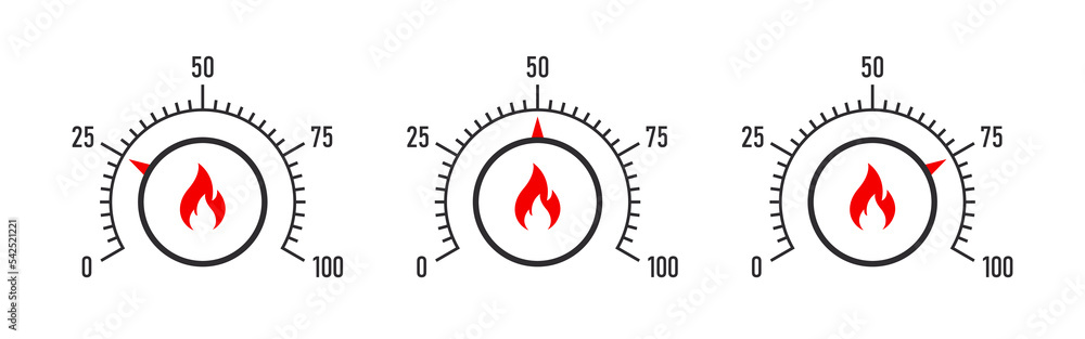 Thermostat Scale. Heat scale. Temperature levels gauge. Measurement ...