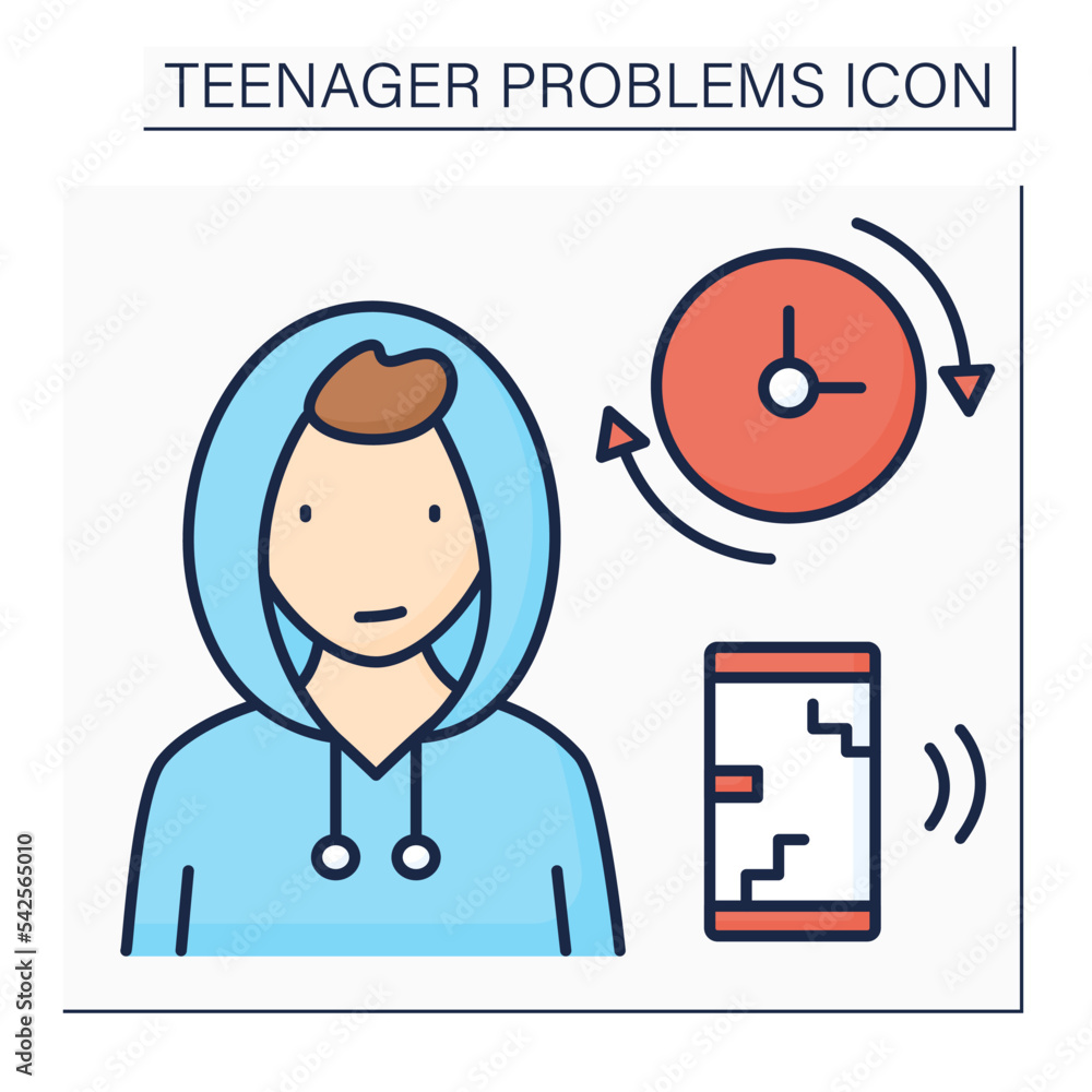 Teenage problem color icon. Constant activity on phone. Smartphone ...
