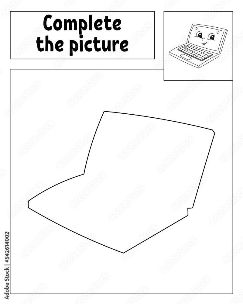 Complete the picture. Coloring page for kids. Back to school theme ...