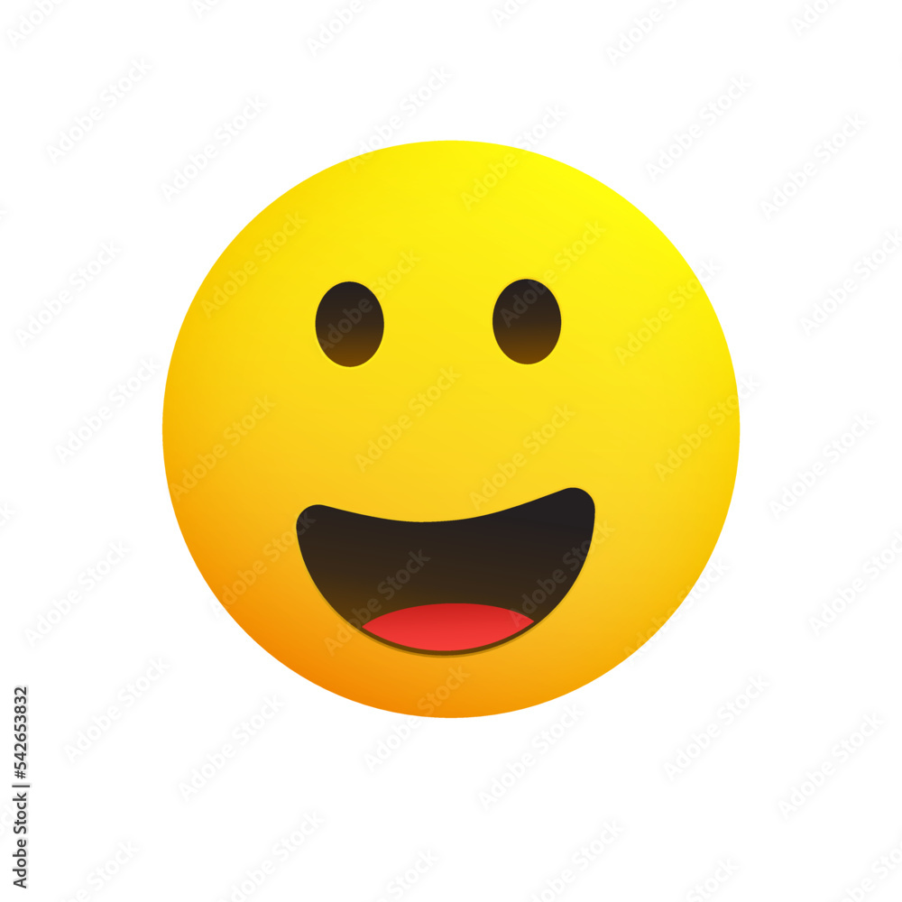Smiling Emoji - Simple Happy Emoticon with Open Eyes Isolated on White ...