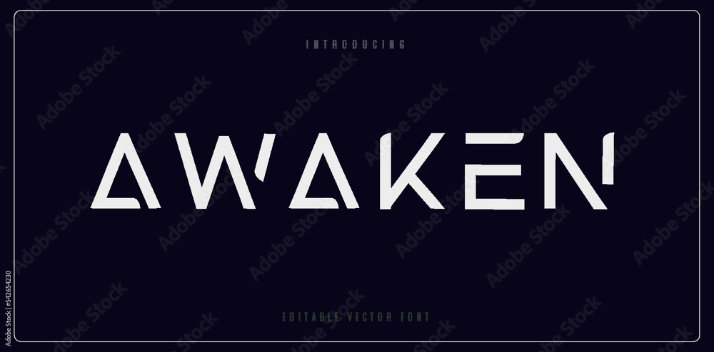Awaken Text Game Sport Movie Alphabet Font Template on Black Background ...