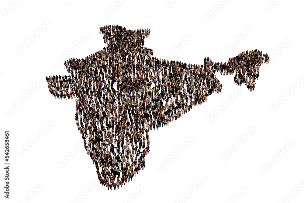 A large group of people with the Indian flag color create the Indian ...