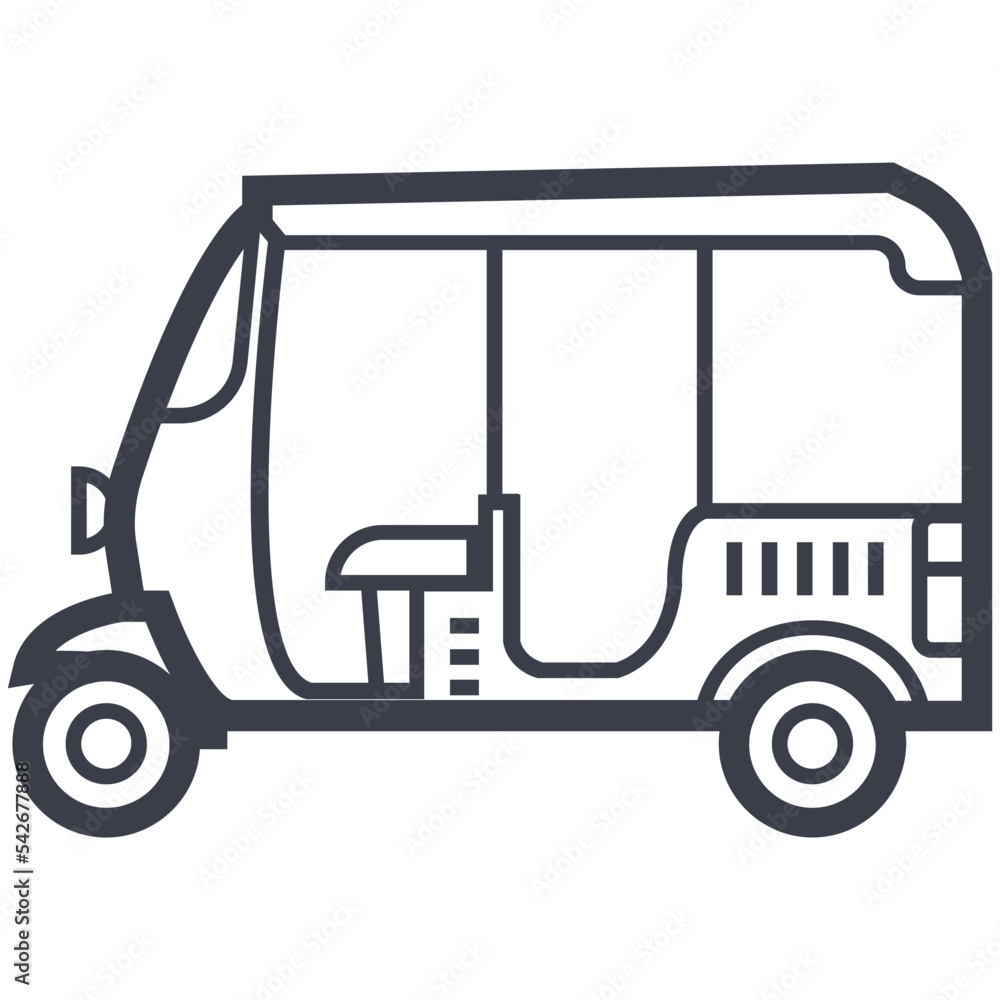 Auto Rickshaw Line Illustration Stock Vector | Adobe Stock