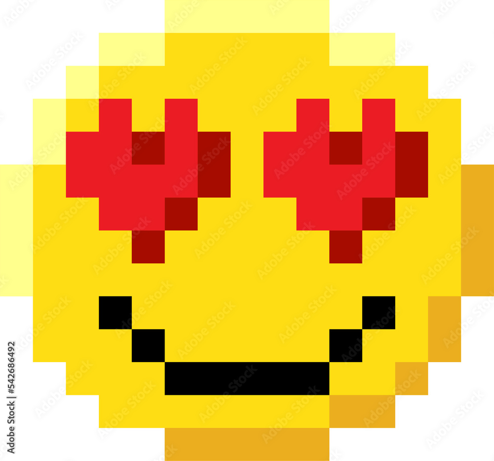 Emoticon Face Pixel Art 8 Bit Video Game Icon Stock Illustration ...