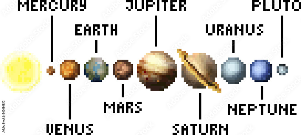 Solar System 8 Bit Arcade Video Game Pixel Art Stock Illustration ...