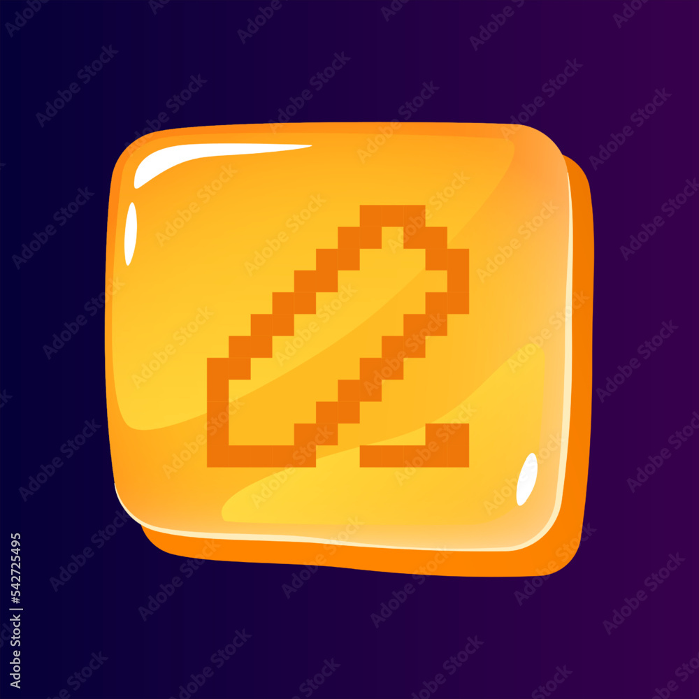 Text correction glossy ui button with pixelated icon. Service. Editable ...