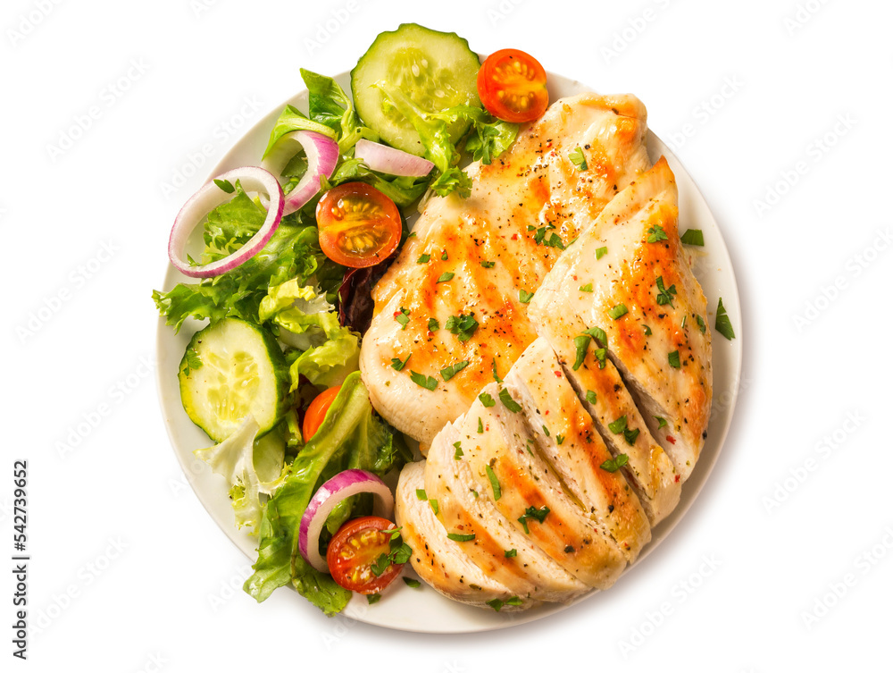pechuga de pollo con ensalada Stock Photo | Adobe Stock