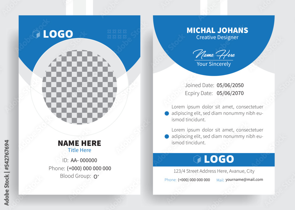 identification card Template Design, Modern ID Card Template with an ...