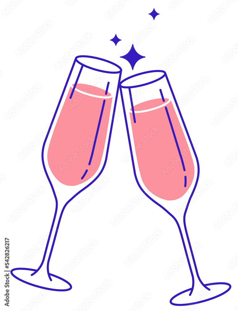 two pink rose wine glasses toast with spark - red rose wine glass icon ...