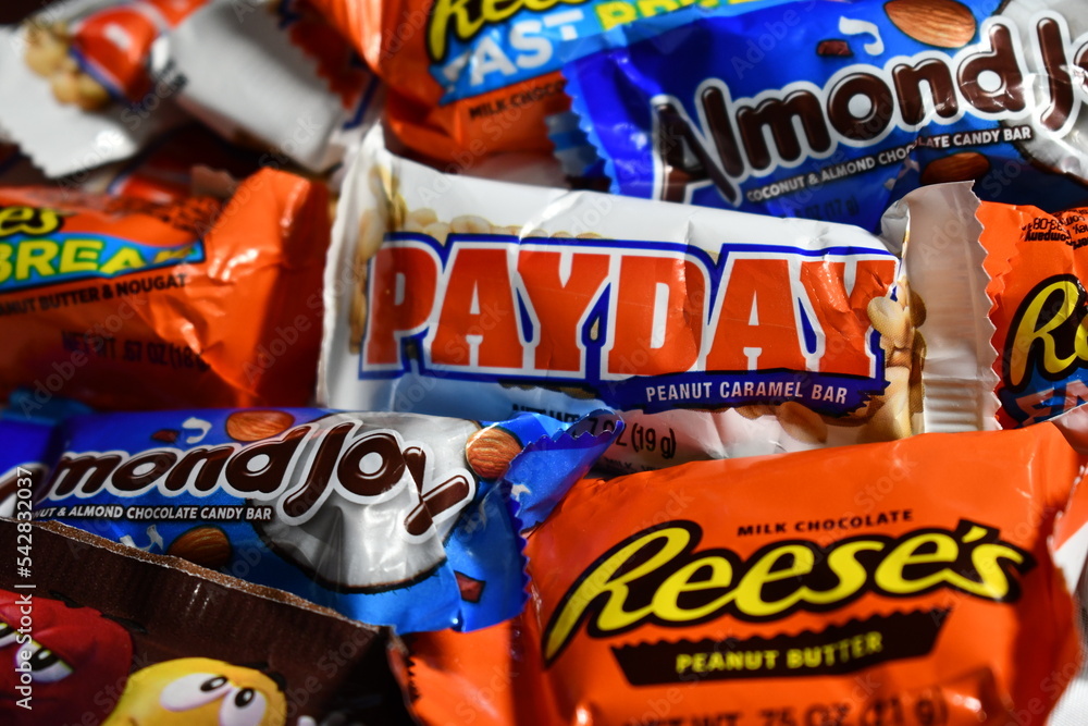 branded individually wrapped candy Stock Photo | Adobe Stock