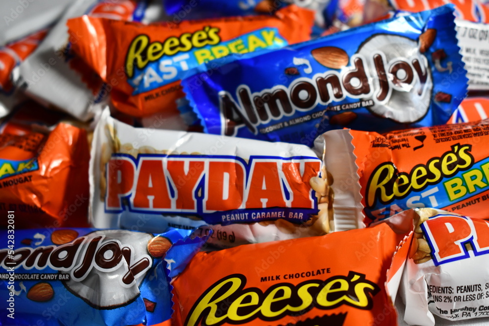 pile of individually wrapped candy Stock Photo | Adobe Stock