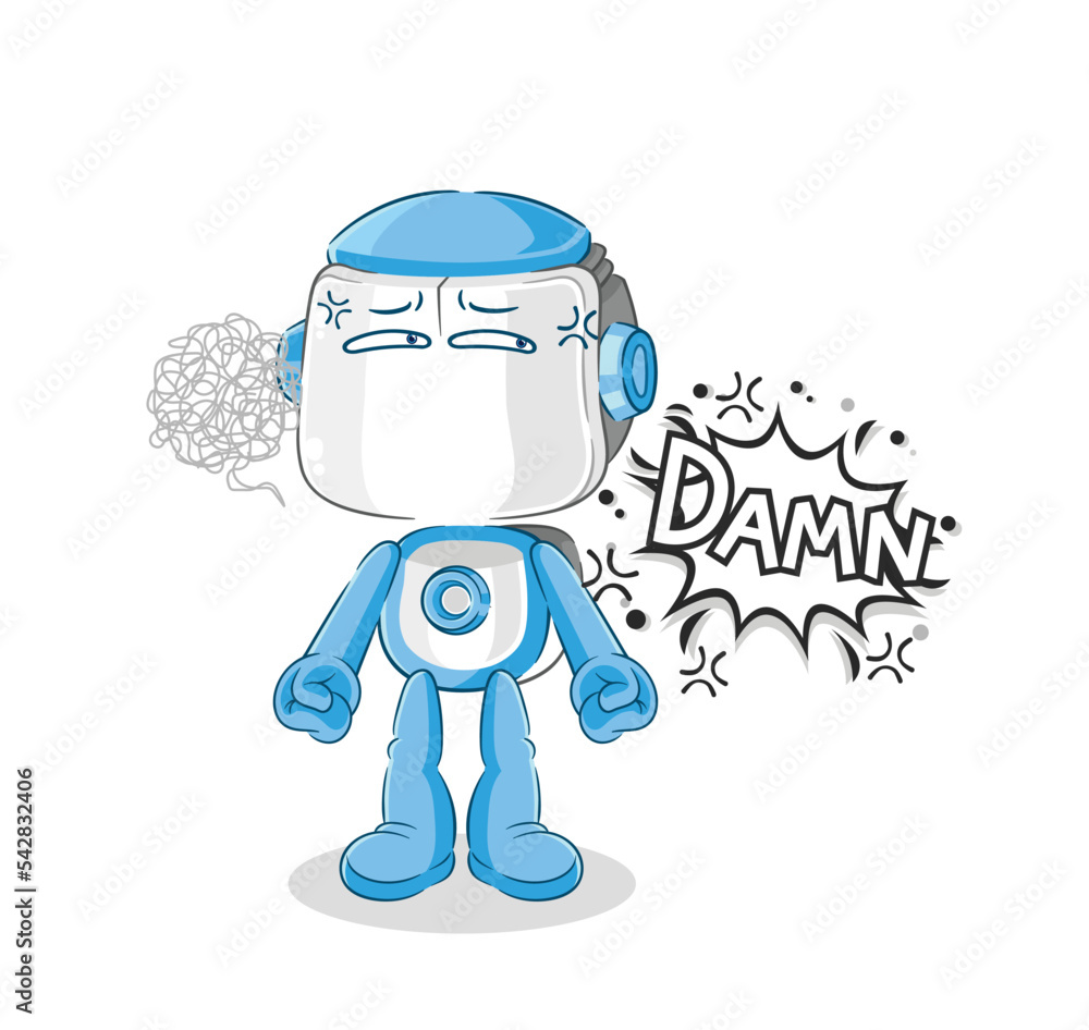 humanoid robot very pissed off illustration. character vector Stock ...