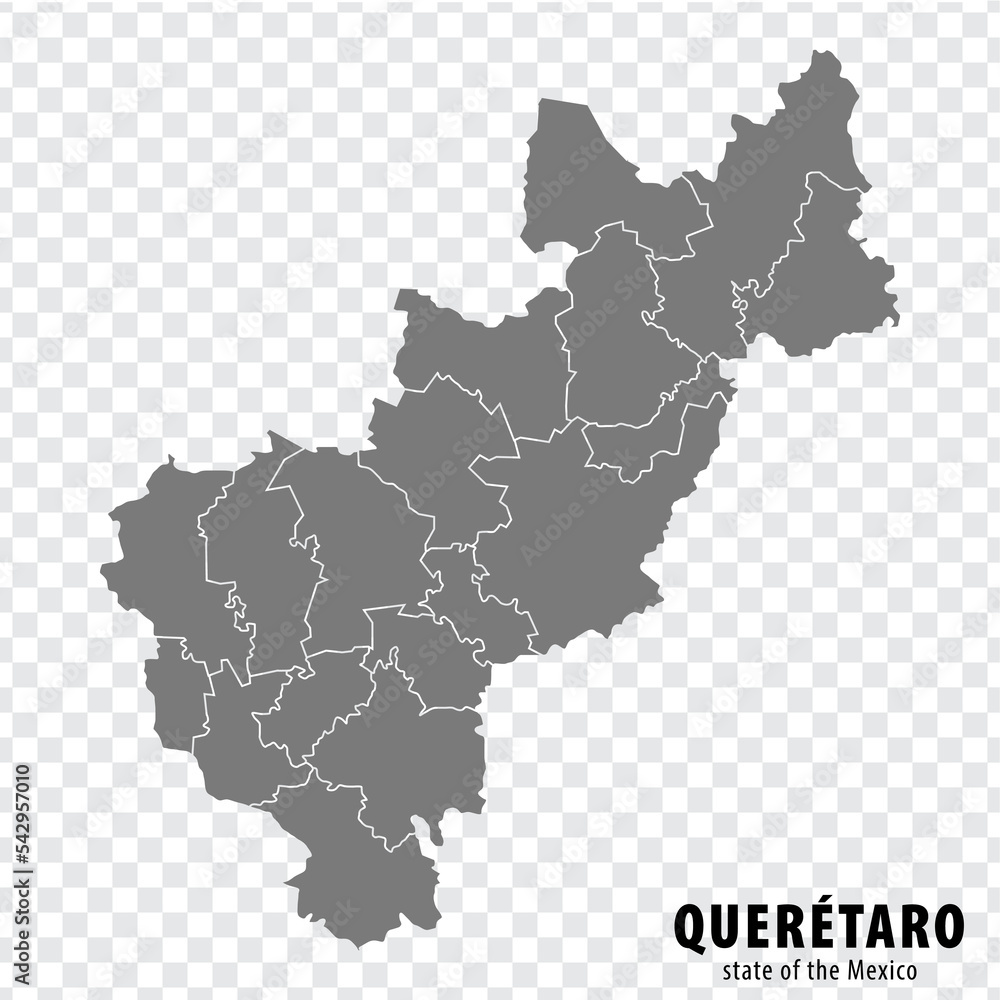 State Queretaro of Mexico map on transparent background. Blank map of ...