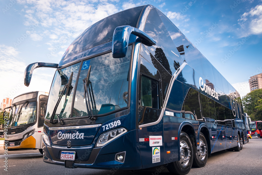 Vehicle Busscar Vissta Buss DD Scania on display at Bus Brasil Fest ...
