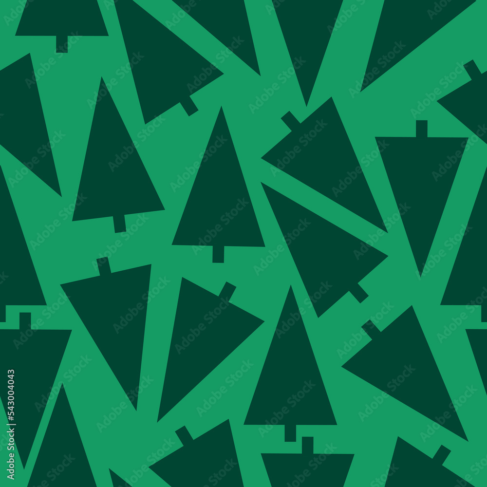 Simple winter pattern. Green background, dark green Christmas trees ...