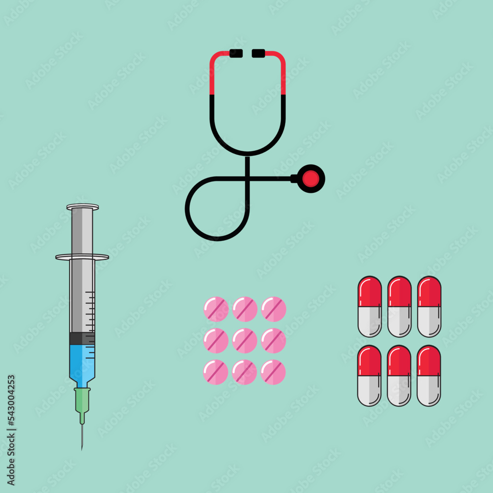 Stethoscope injection drug medicine vector Stock Vector | Adobe Stock