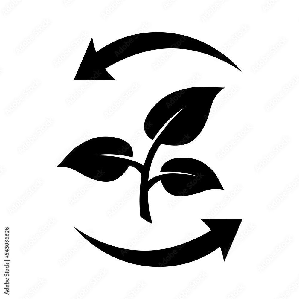 Organic recycle icon in flat style. Eco care symbol on white background ...