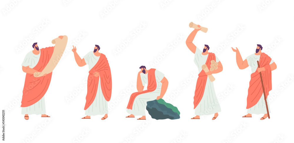 Cartoon Color Character Man Elderly Philosopher Concept Isolated on a ...