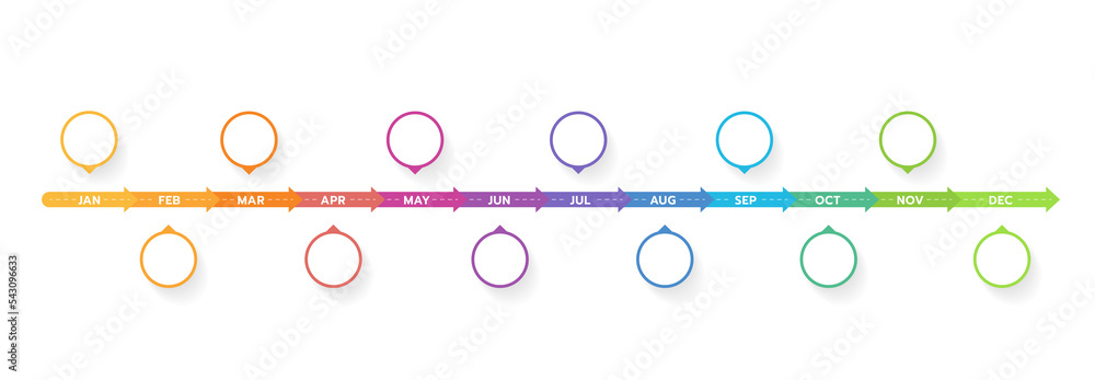 Infographic template for business. 12 Months modern Timeline diagram ...
