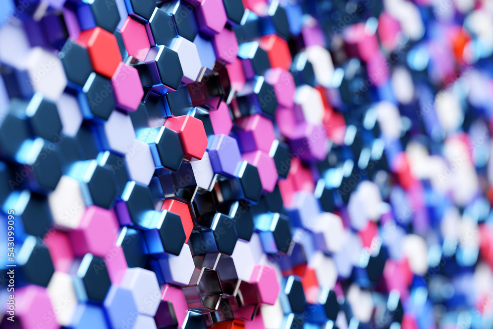 3d illustration honeycomb mosaic. Realistic texture of geometric grid ...
