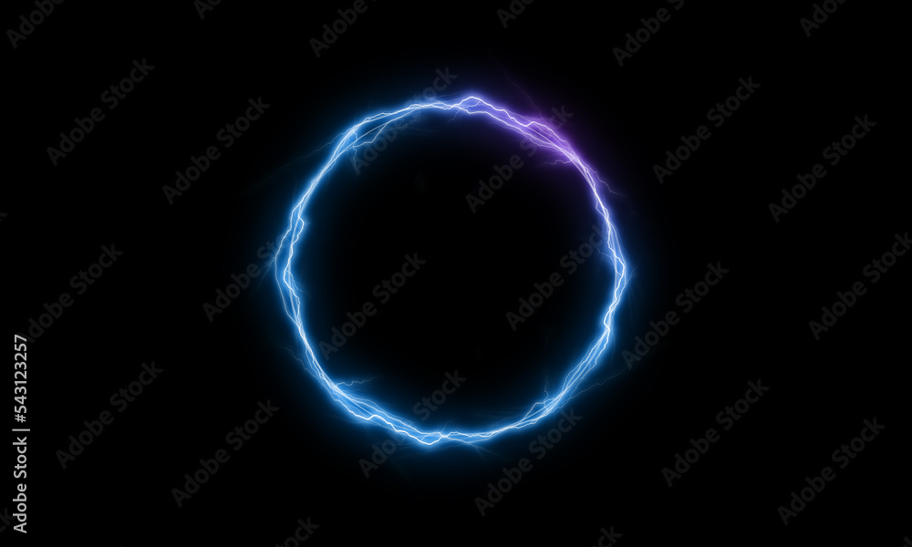 Lightning round frame. plasma magical portal. ball light effect. circle ...
