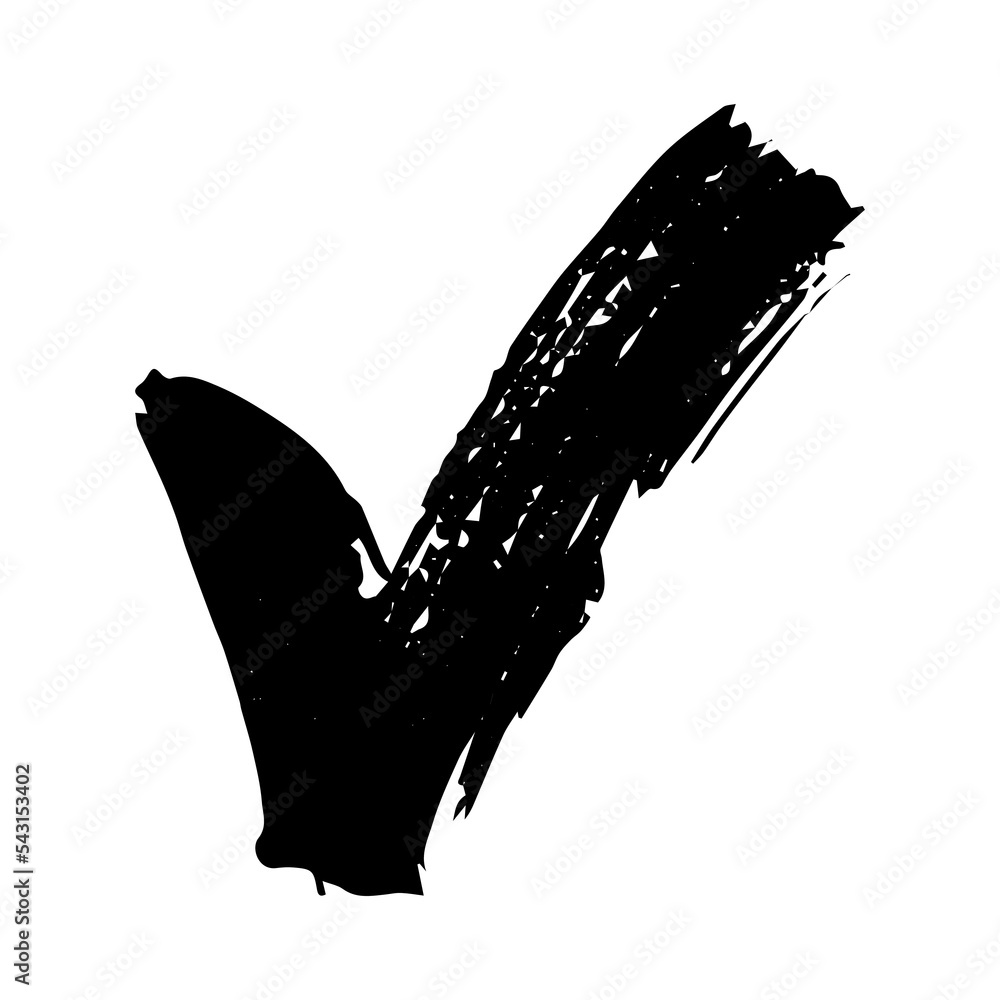 Hand drawn check mark illustration. Marker right sign clipart. Ink ...